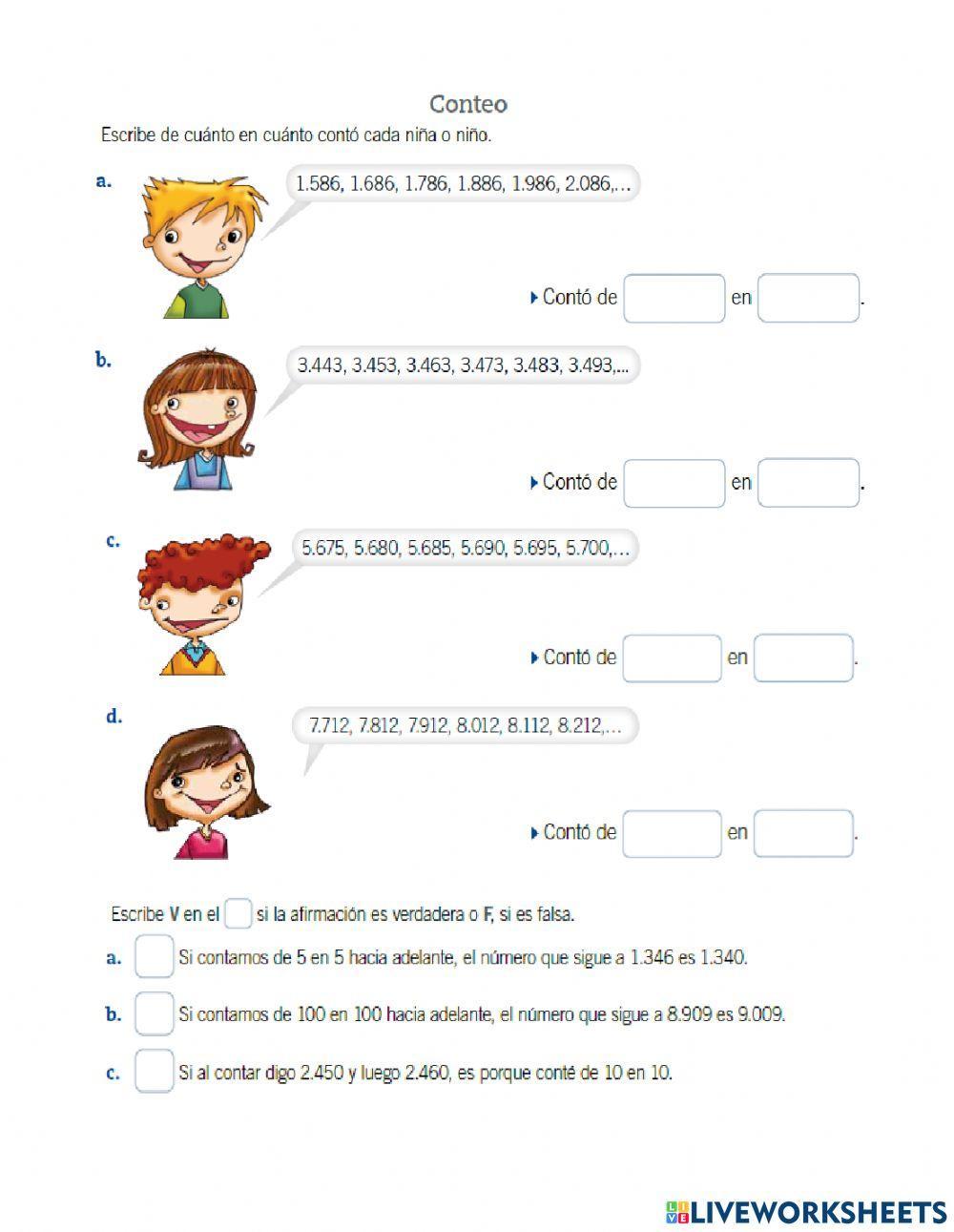 Secuencias numericas online activity for 4° | Live Worksheets Secuencias numericas online activity for 4° | Live Worksheets