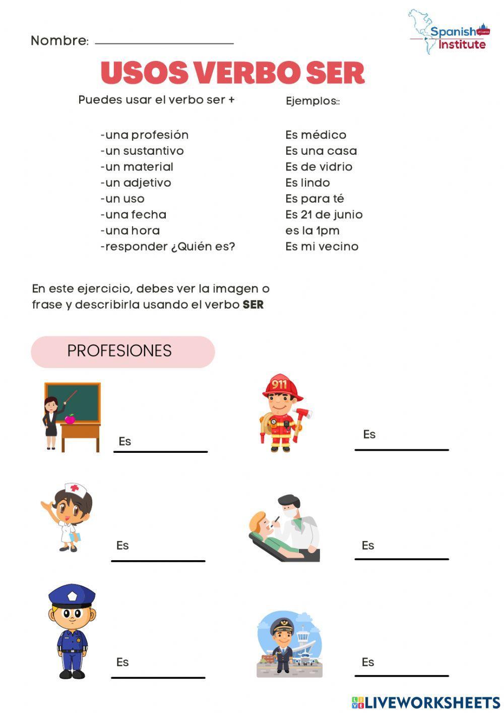 Usos del Verbo … | Free Interactive Worksheets | 1107749