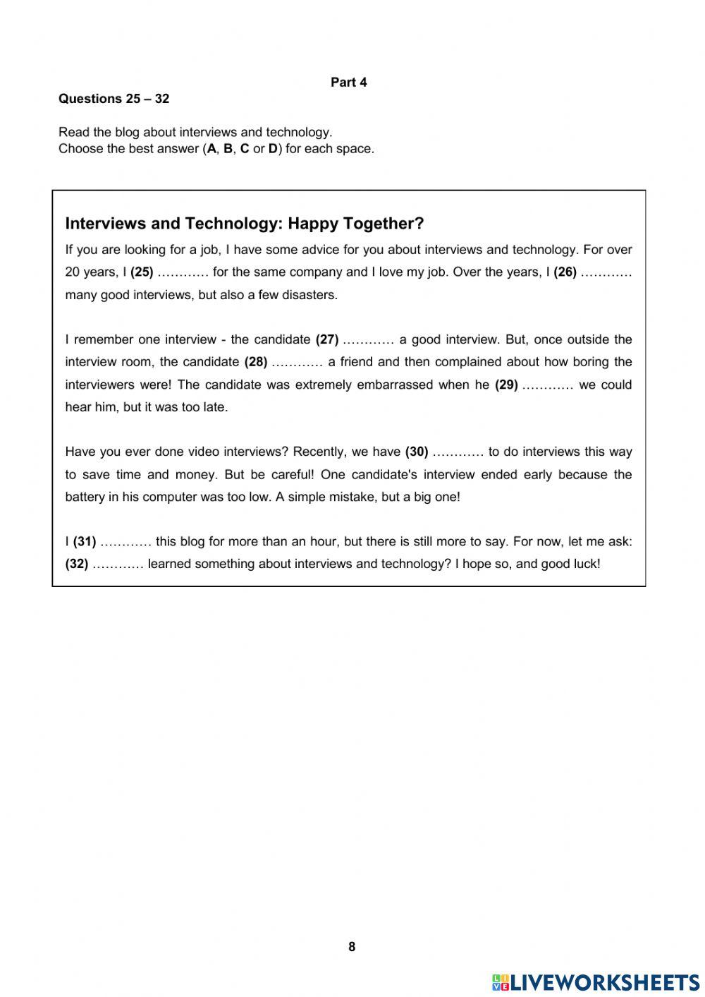 EMPOWER B1 TEST UNIT 2 online exercise for | Live Worksheets