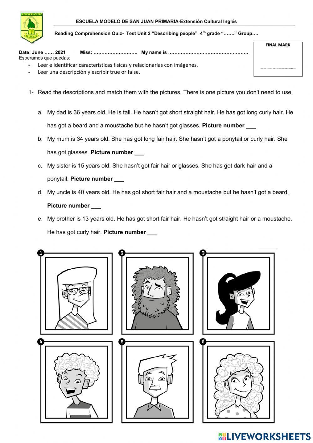 Quiz 4th Grade exercise | Live Worksheets
