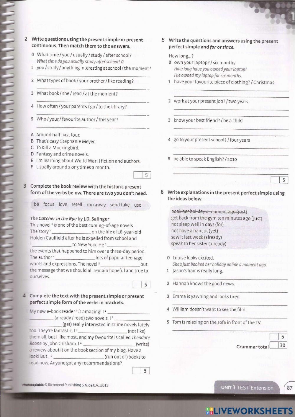 Achievers B1+ unit 1 (B) online exercise for | Live Worksheets
