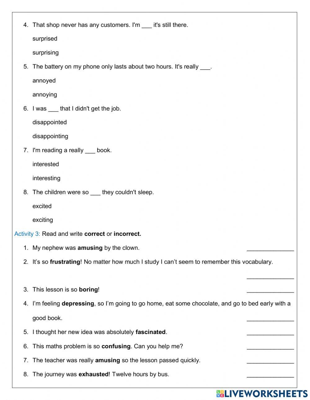 Quiz ING and ED worksheet | Live Worksheets