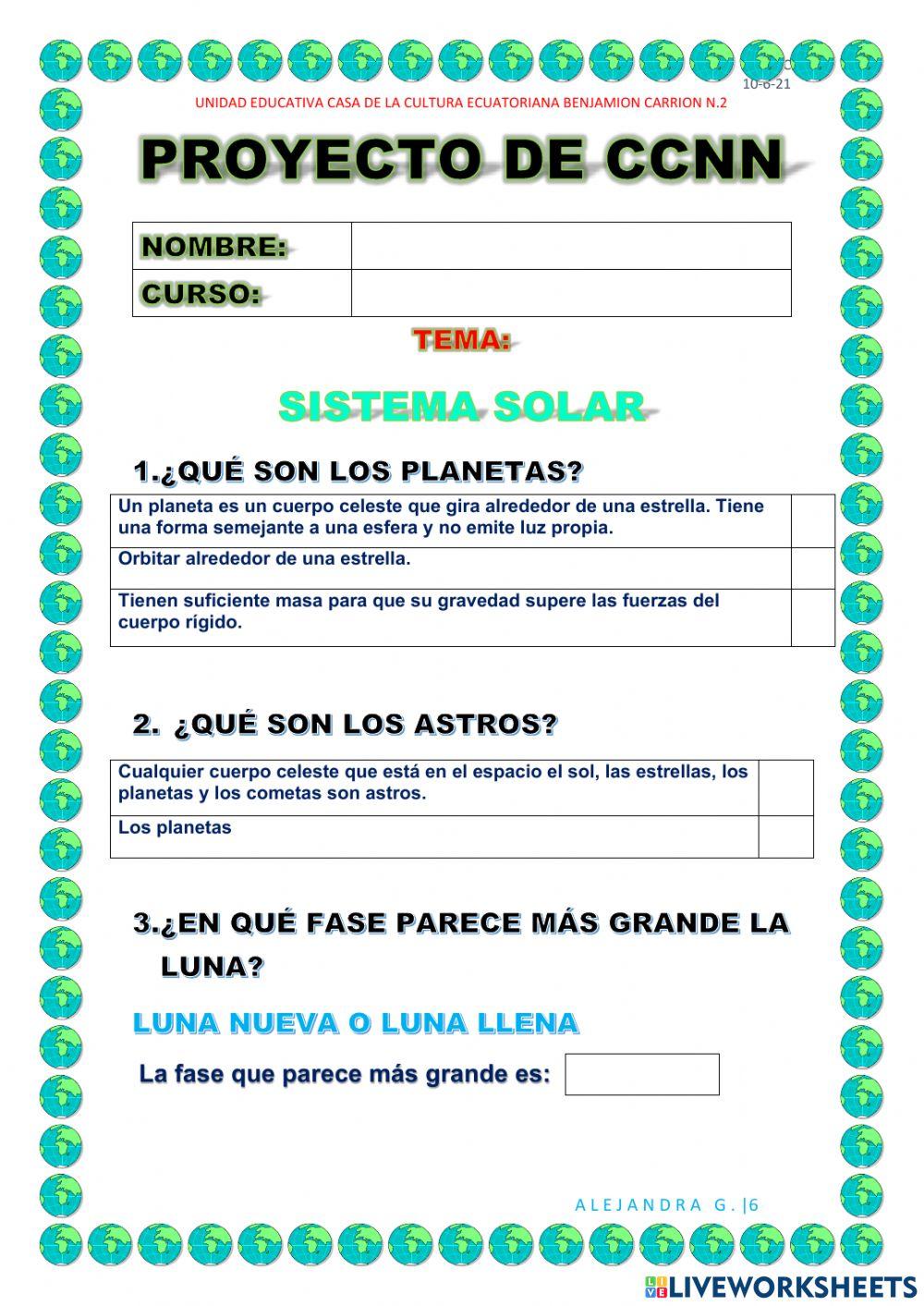 Proyecto de ccnn worksheet | Live Worksheets