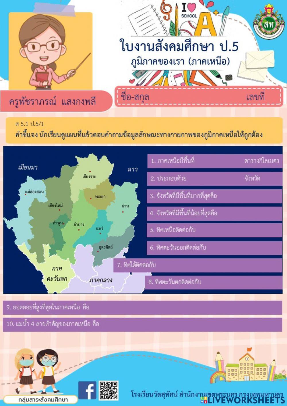 1108790 | ใบงานภูมิภาค | Patcha | LiveWorksheets