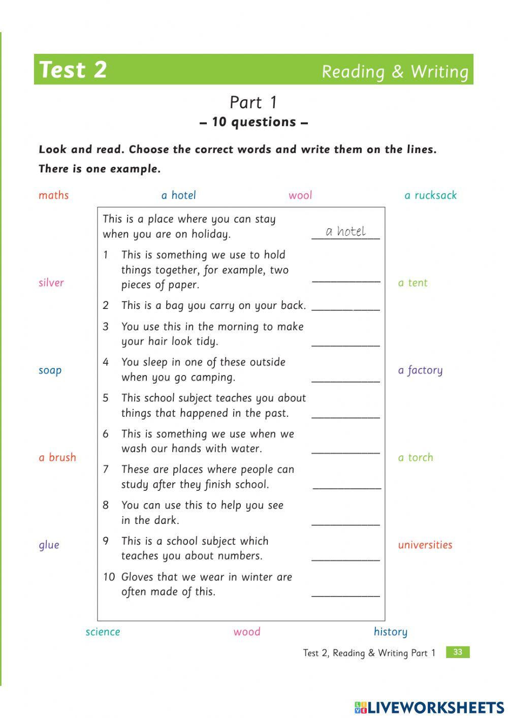 Practice Test Plus Plyers - Reading - Writing Test 2 (Part 1-4) online ...