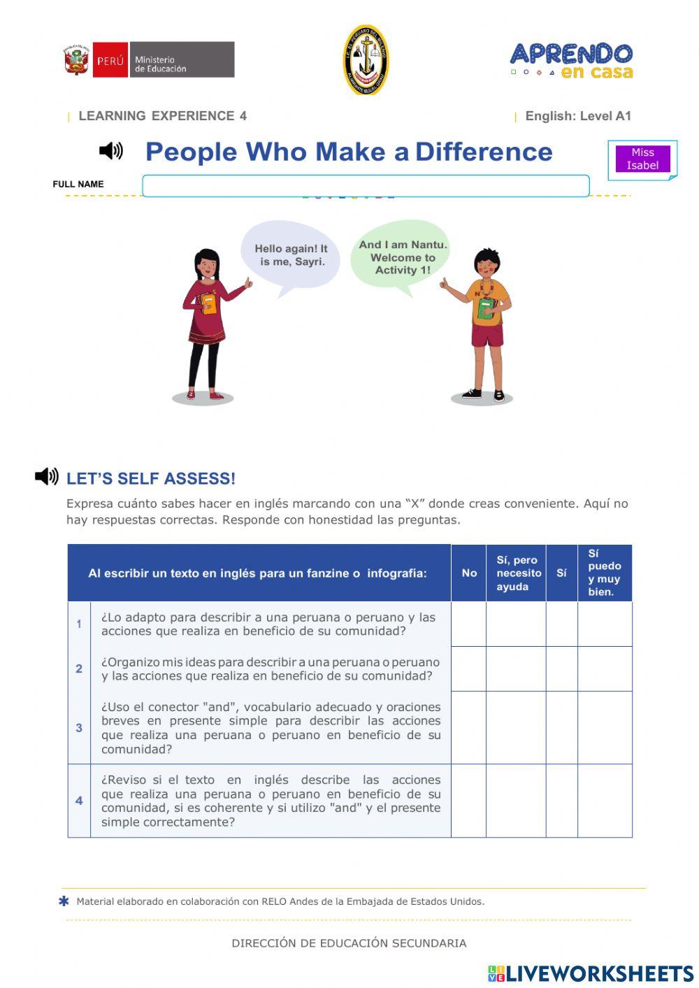 People Who Make a Difference | Live Worksheets