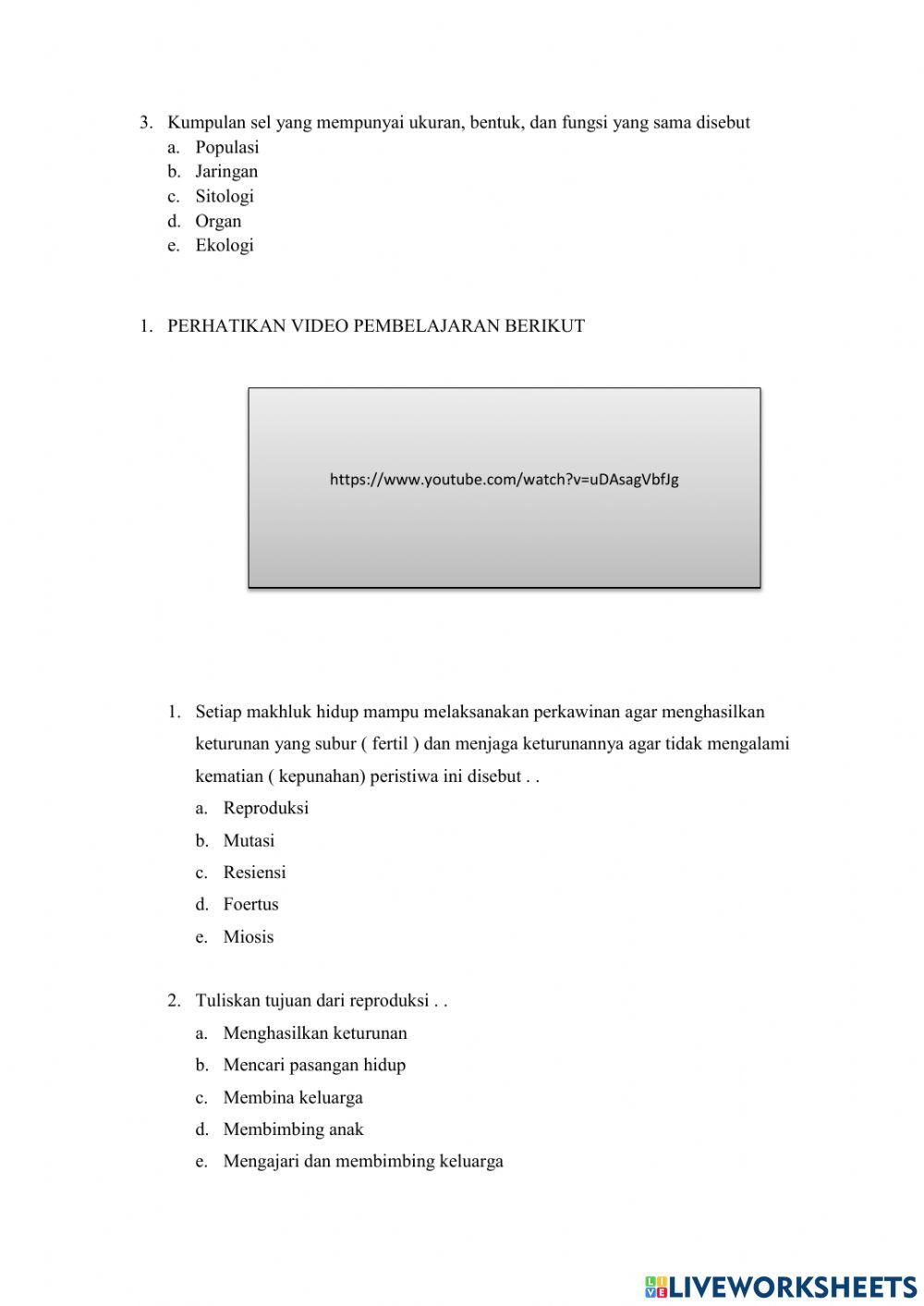 Sel 1108888 | ARIF05 | Live Worksheets