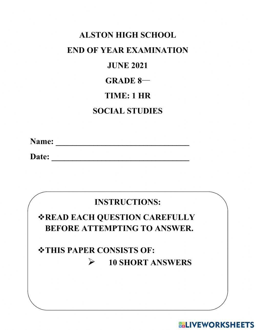 5070362 Grade 8 Social Studies Exam Short Answers 5070362-grade-8-social-studies-exam-short-answers