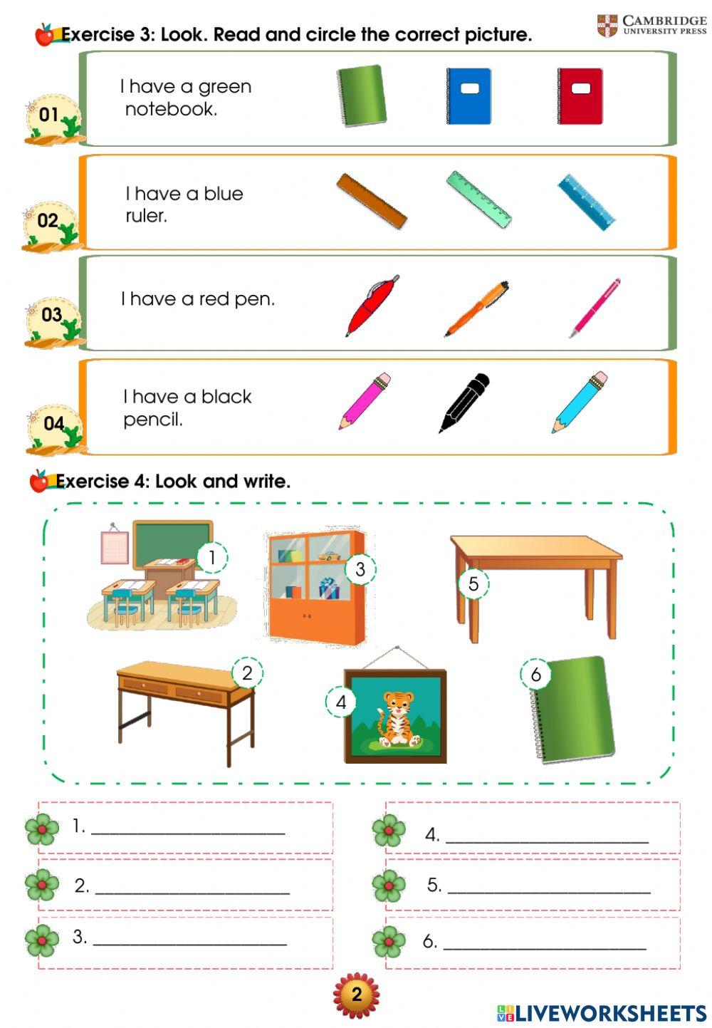 School things online activity for 1 | Live Worksheets
