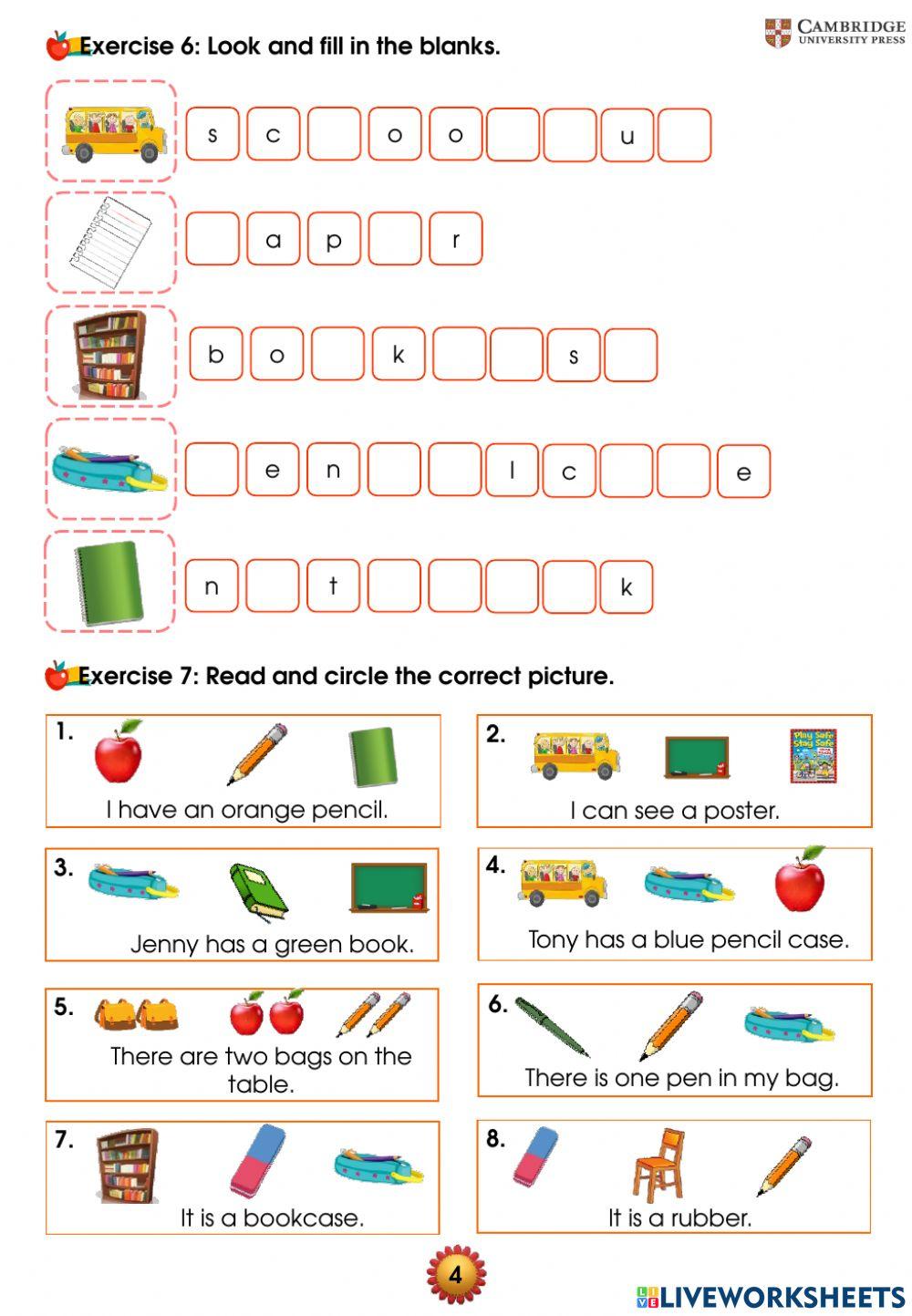 School things | Nguyen Thi Tan | Live Worksheets