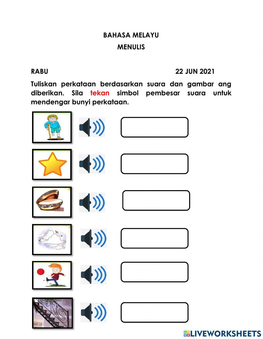 Menulis exercise | Live Worksheets