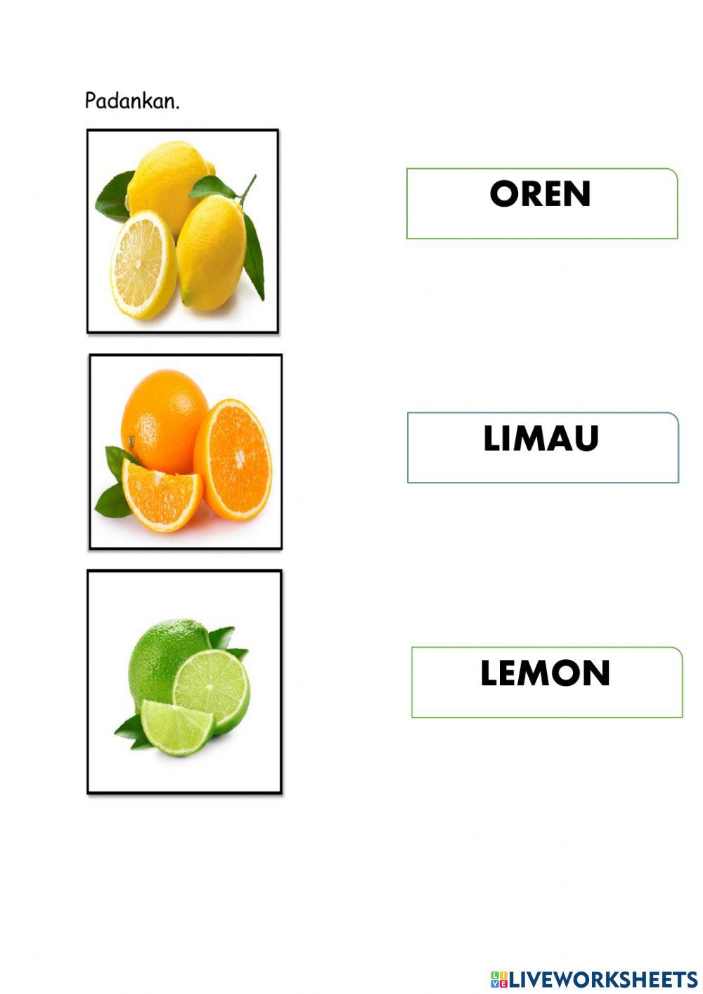 Buahan citrus worksheet | Live Worksheets