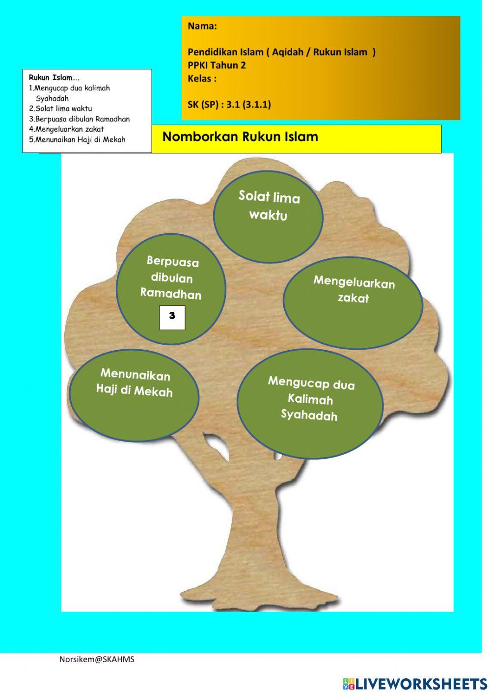 Rukun Islam PPKI THN 2 worksheet | Live Worksheets