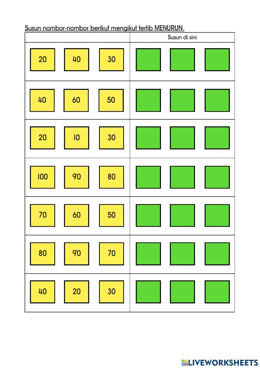 Susunan Nombor Gandaan 4-4 & 10-10 worksheet | Live Worksheets