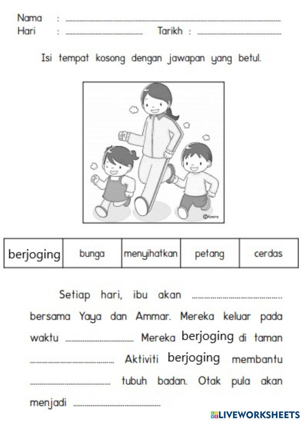 Petikan 4 : Berjoging di Taman Bunga online exercise for | Live Worksheets