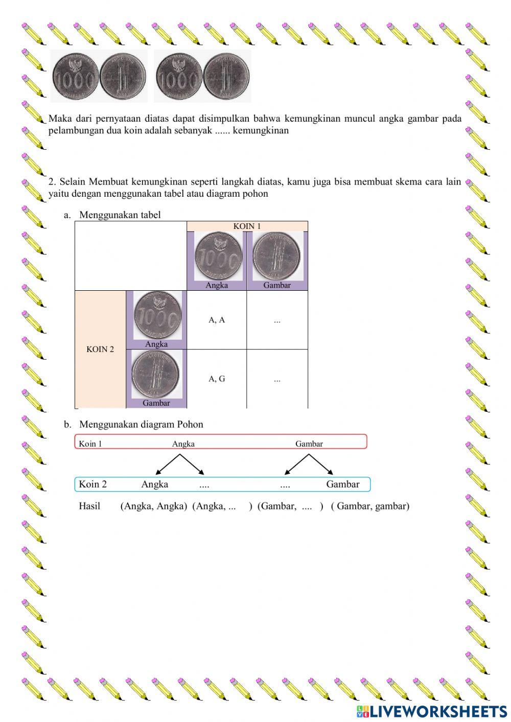 Peluang free online worksheet | Live Worksheets