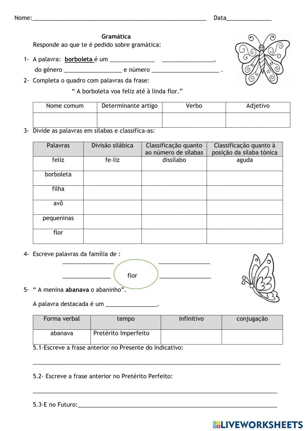 Ficha de gramática exercise | Live Worksheets