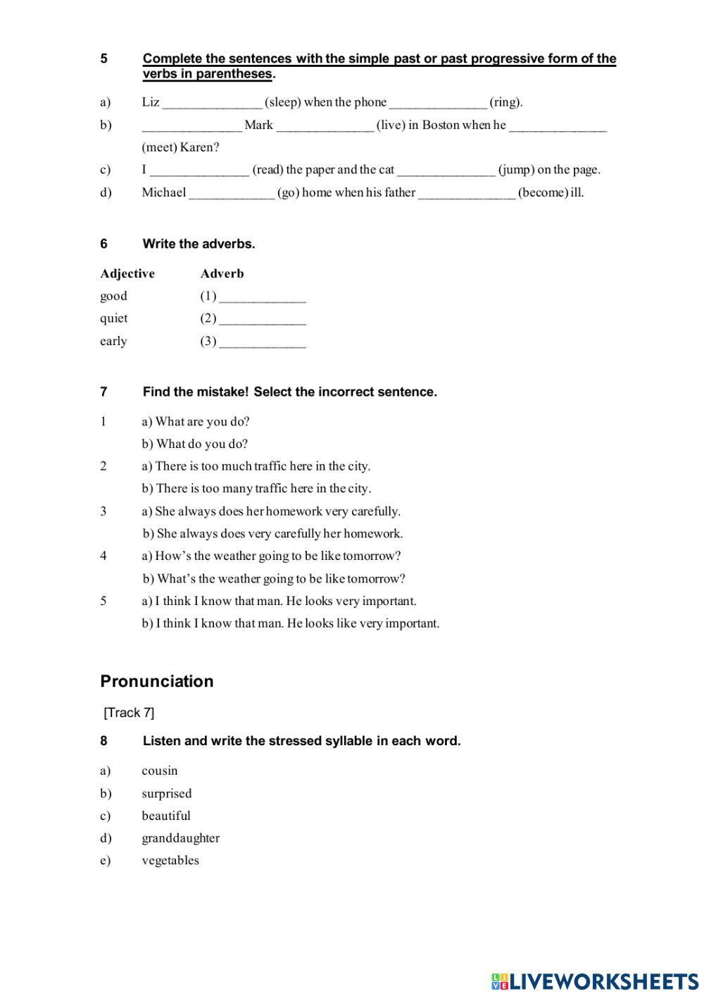 Placement test free activity | Live Worksheets