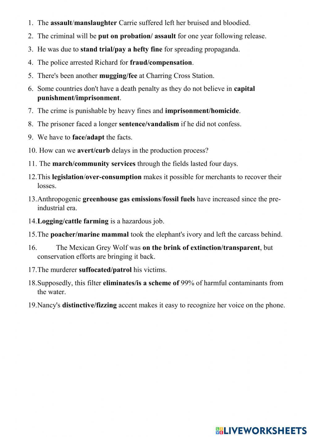 Vocabulary online exercise for C1 | Live Worksheets