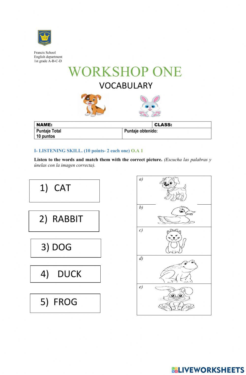 Animals online exercise for 1ST GRADE | Live Worksheets