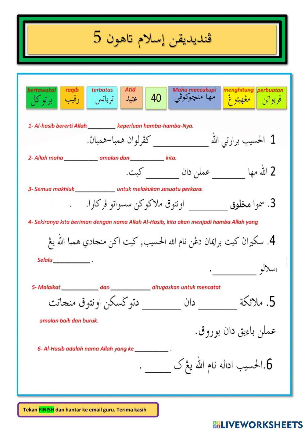 Pendidikan islam tahun 5 free online activity | Live Worksheets