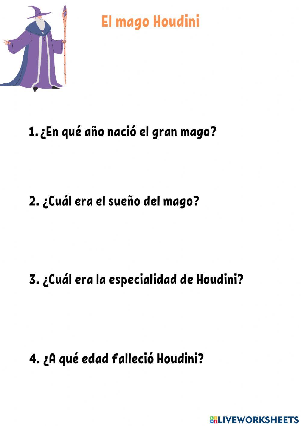 -El mago Houdini- worksheet | Live Worksheets