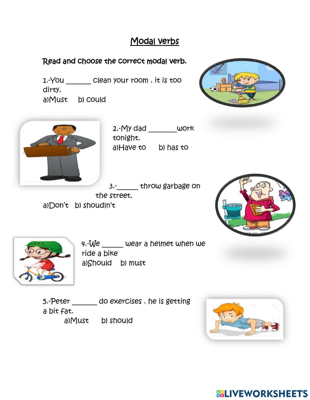 Modal verbs online exercise for 7th grade | Live Worksheets