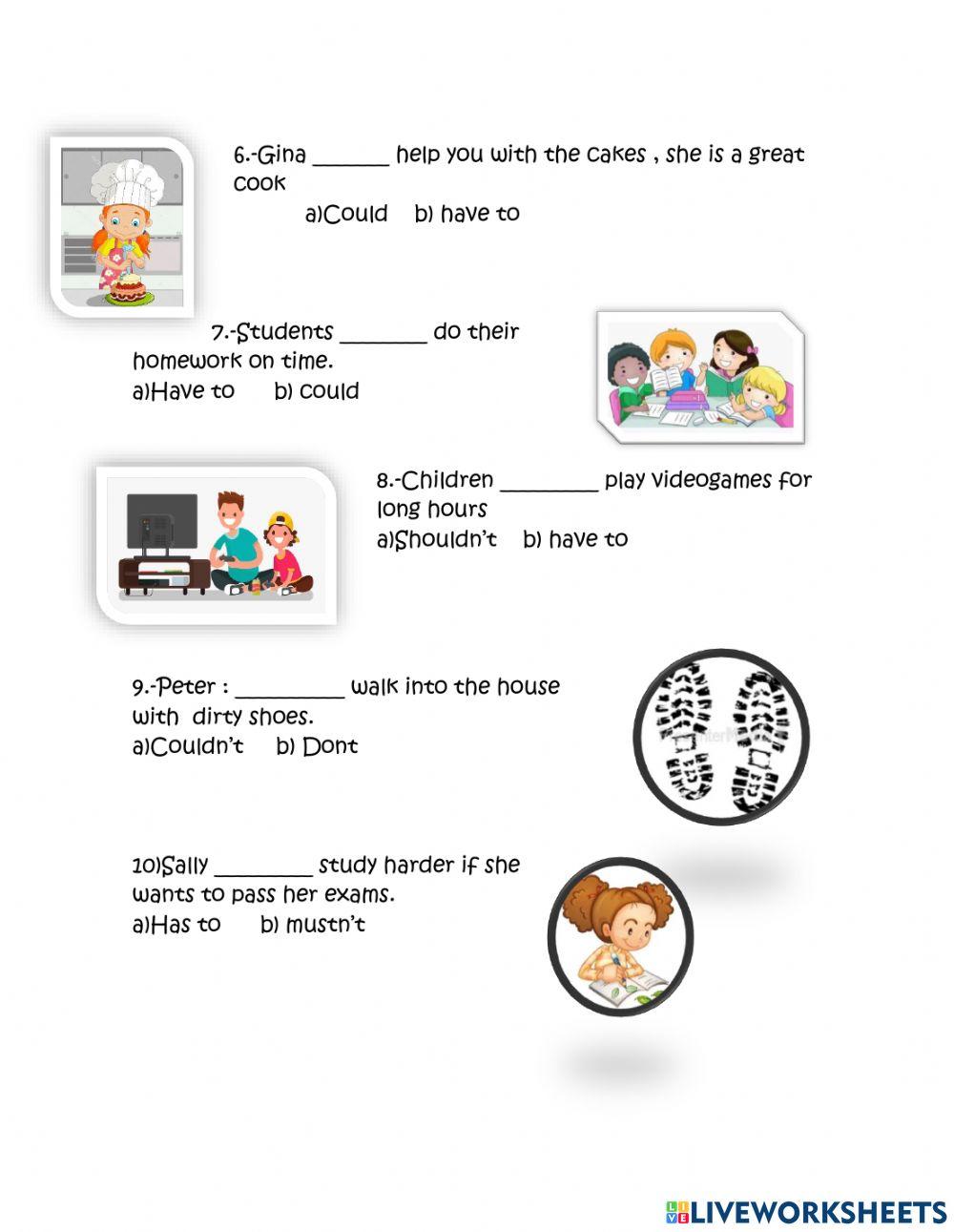 Modal verbs online exercise for 7th grade | Live Worksheets