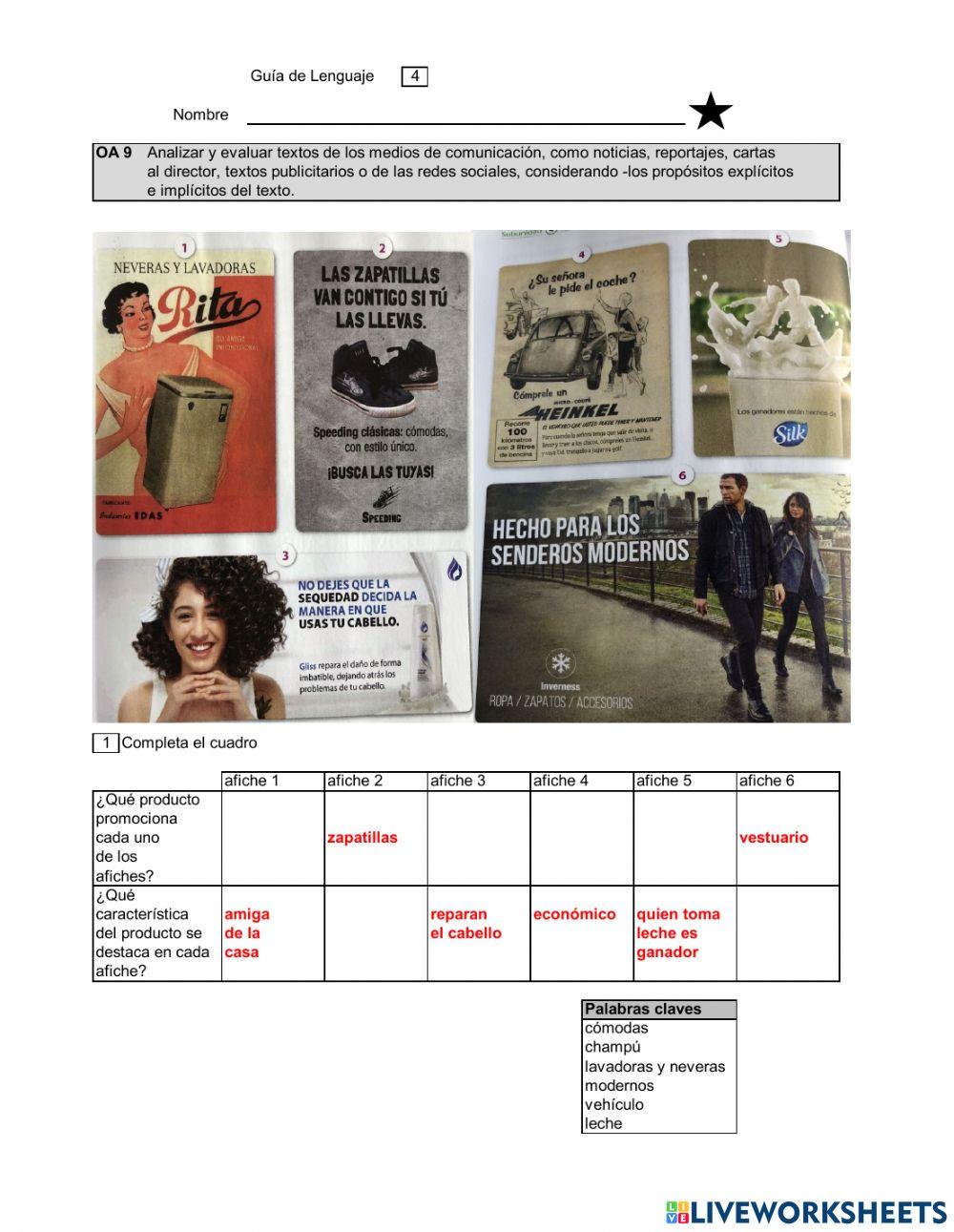 Publicidad worksheet | Live Worksheets