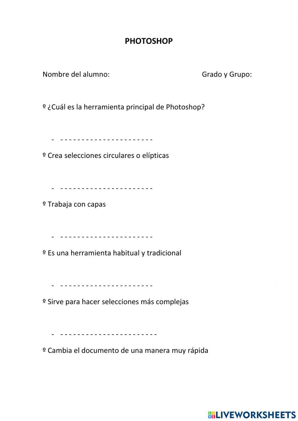 Photoshop.1 worksheet | Live Worksheets