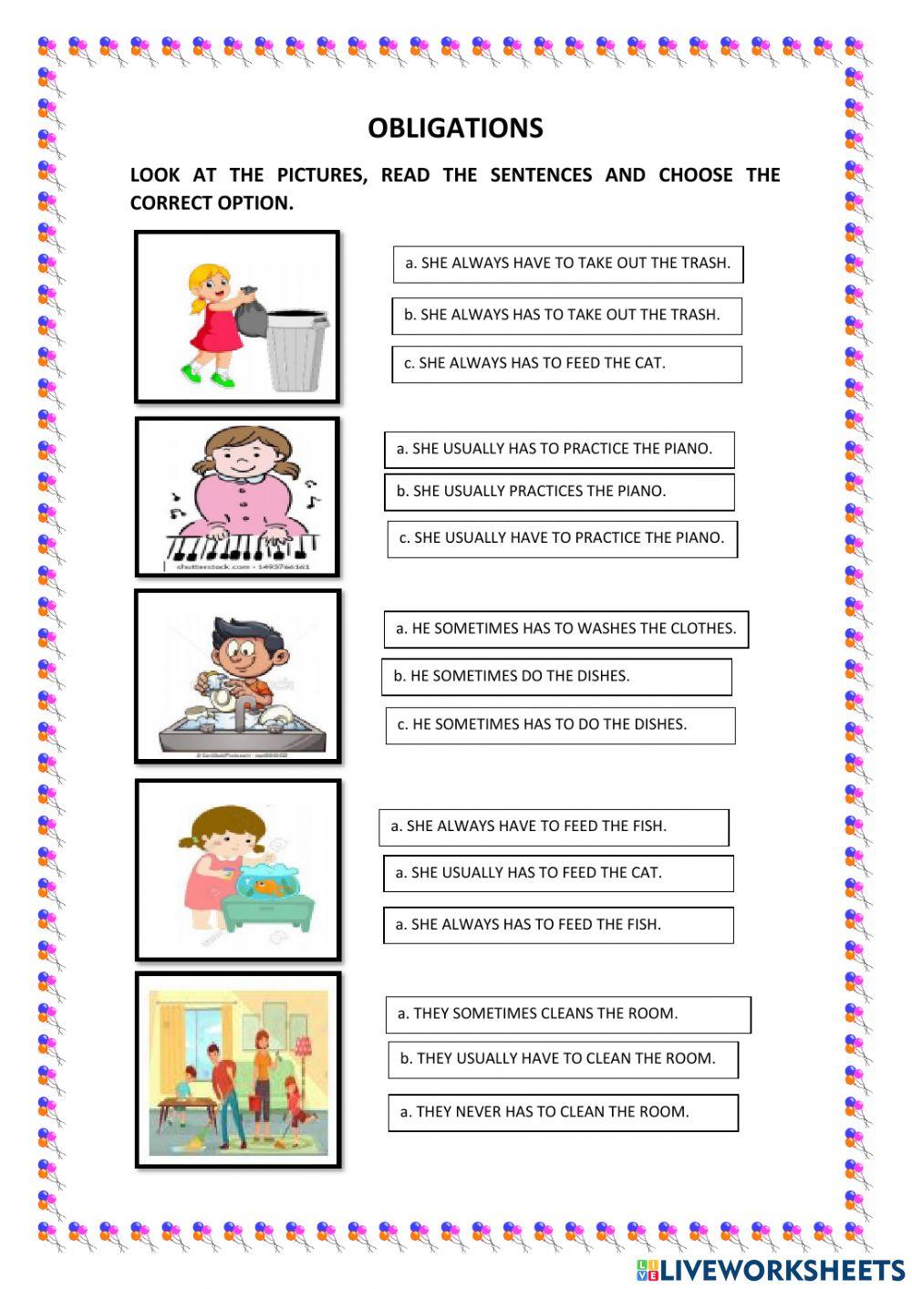 OBLIGATIONS exercise | Live Worksheets