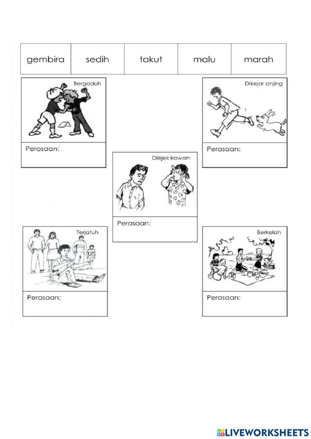 Emosi Interactive Worksheet For 1 Live Worksheets