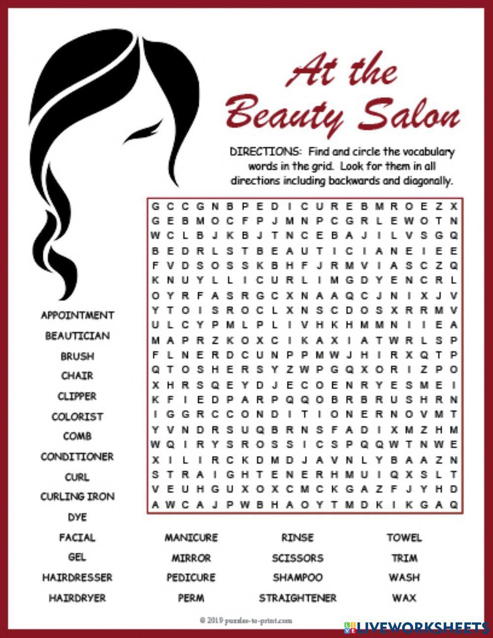 Wordsearch for beautician 1112251 | cikgunikmpv