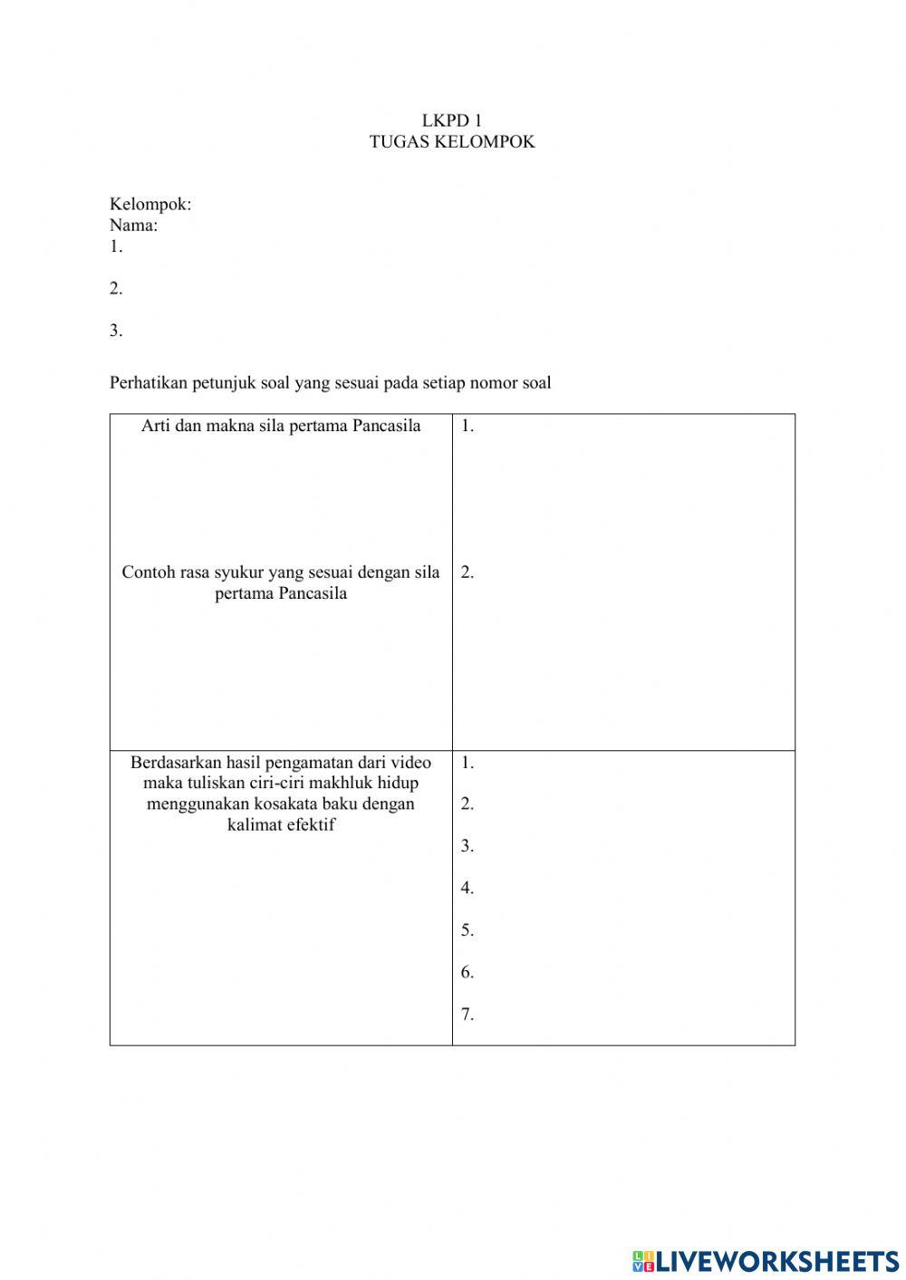 Latihan LKPD online exercise for 3 | Live Worksheets