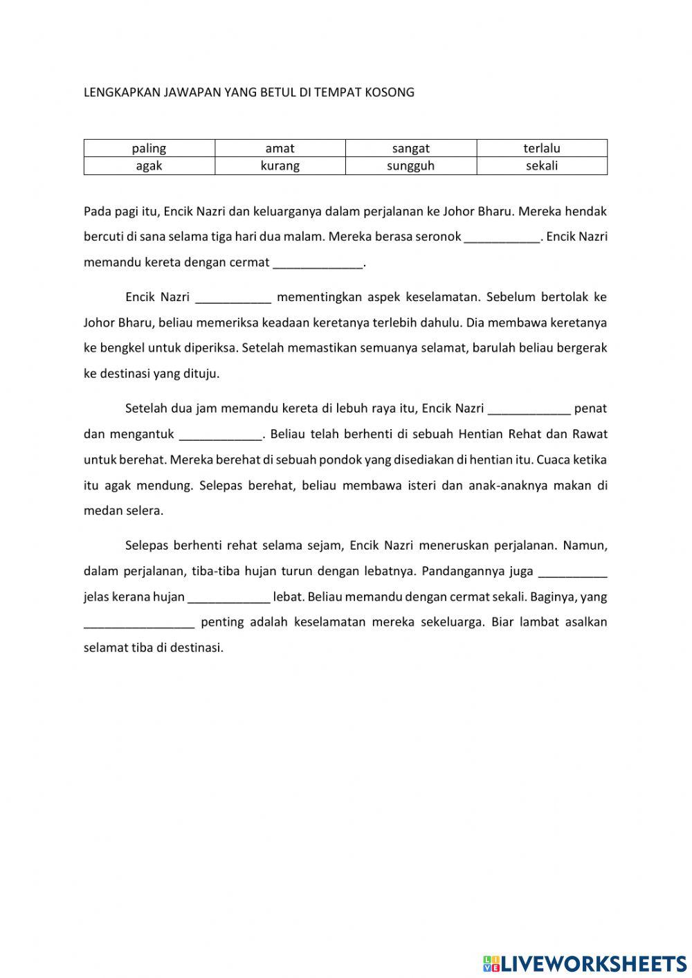 LATIHAN KATA PE… | Free Interactive Worksheets | 5072087