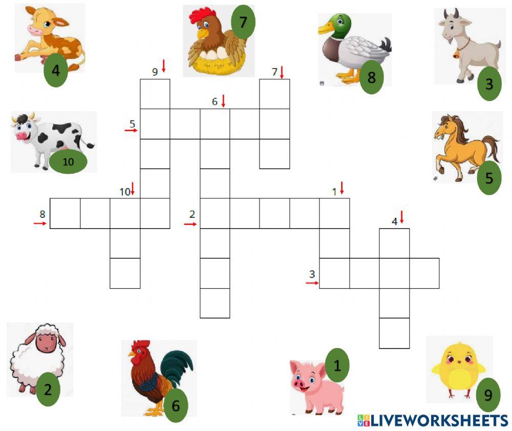 Farm Animals and Time O'clock worksheet | Live Worksheets