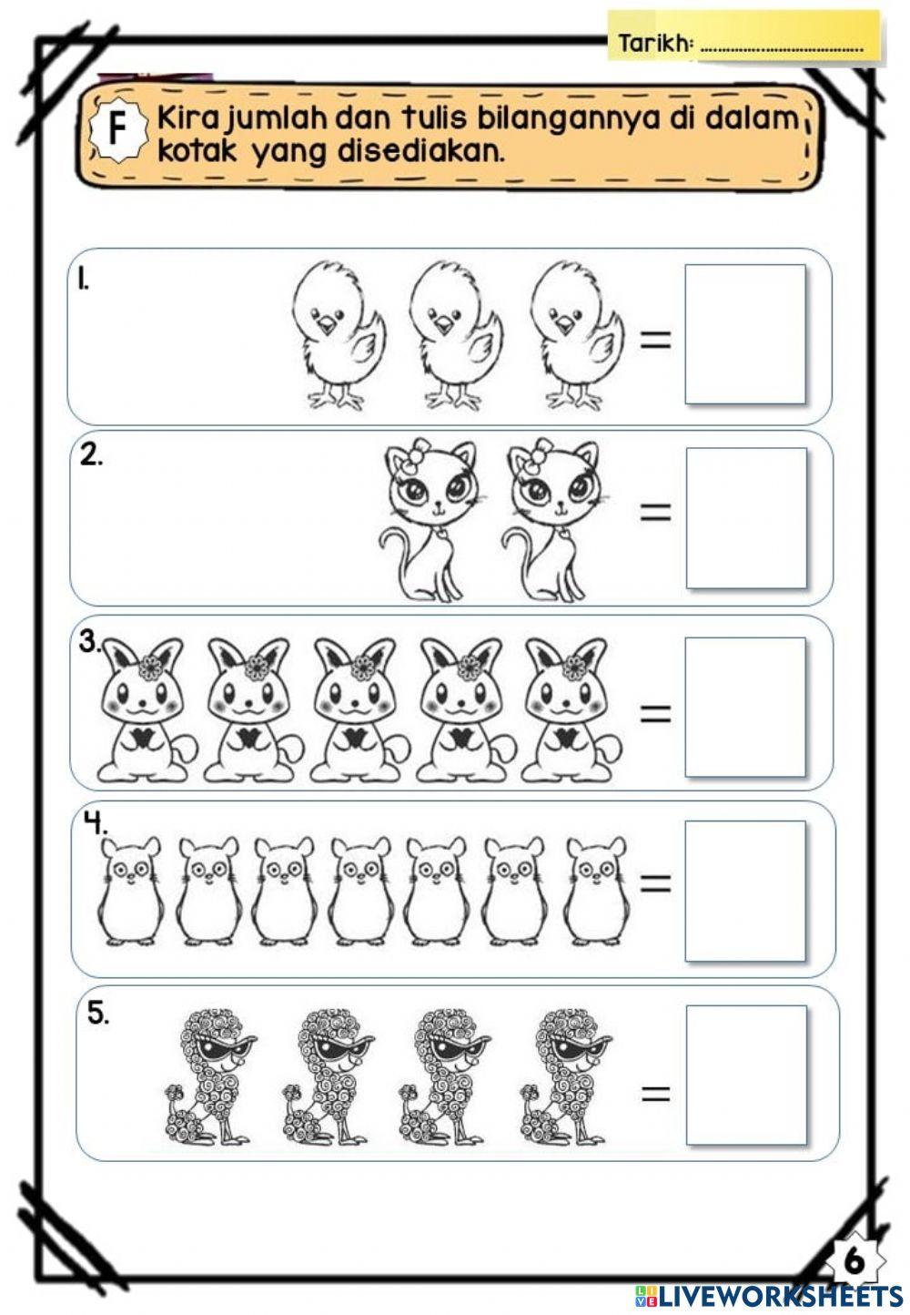 Matematik online exercise for prasekolah | Live Worksheets
