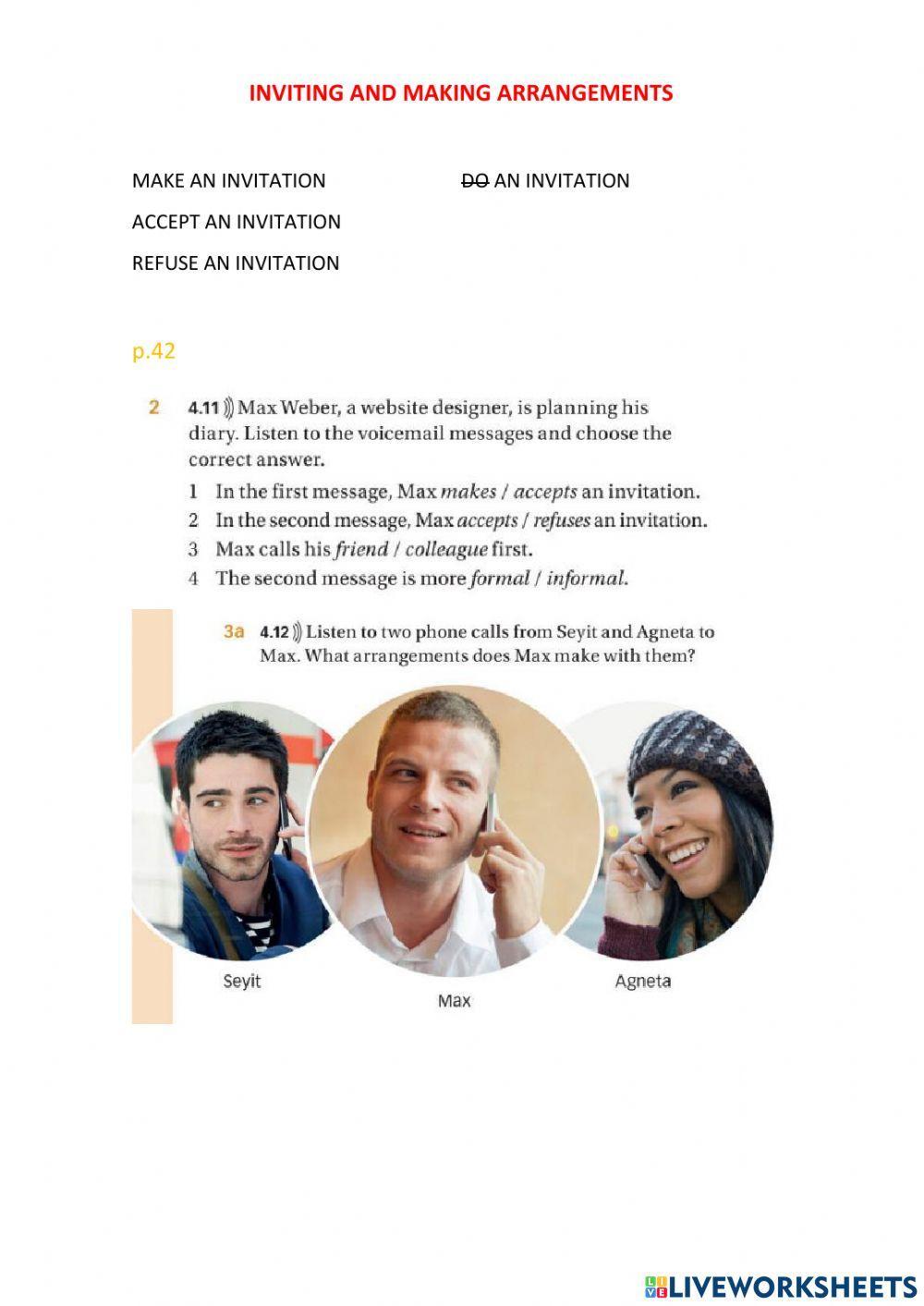 Inviting and ma… | Free Interactive Worksheets | 1113587