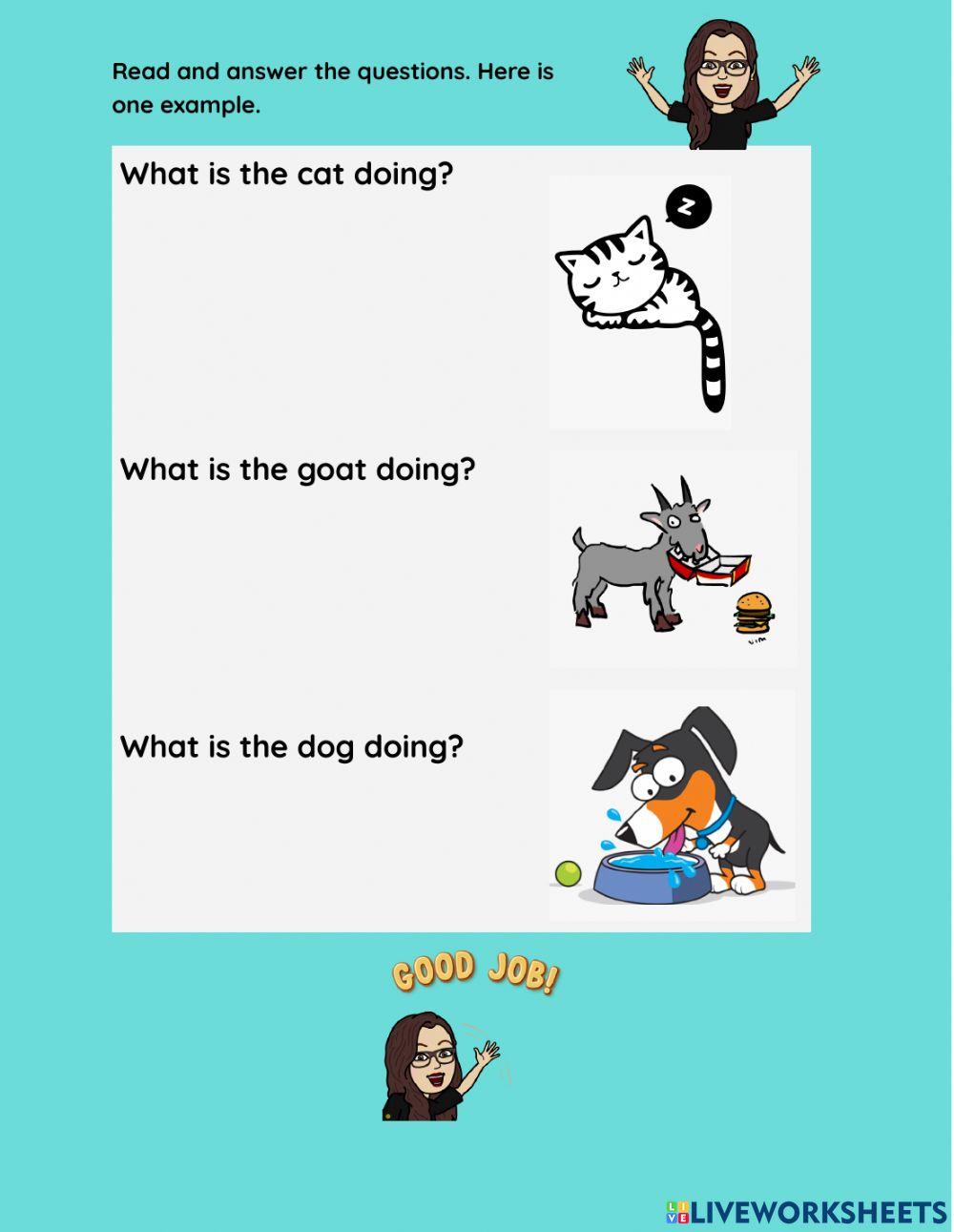 Animals and verbs online worksheet | Live Worksheets