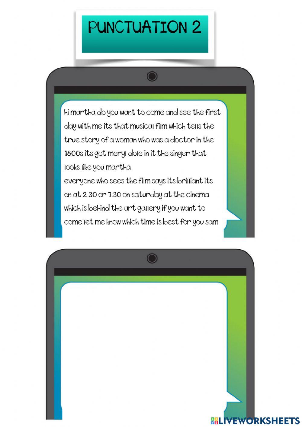 Punctuation online exercise for A1 | Live Worksheets