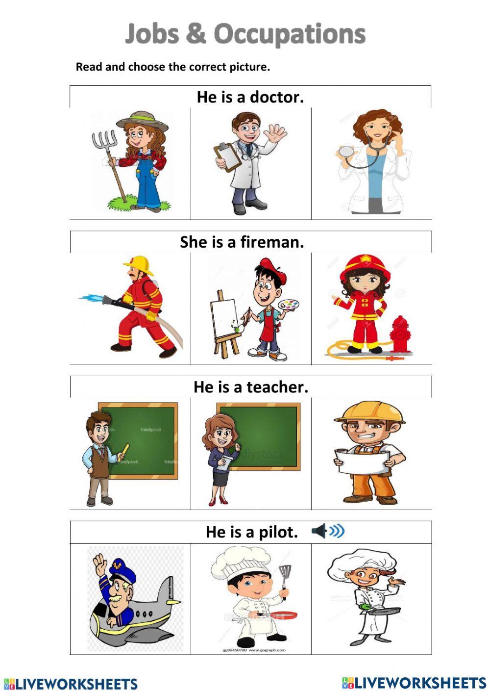 Jobs | Free Interactive Worksheets | 1115370