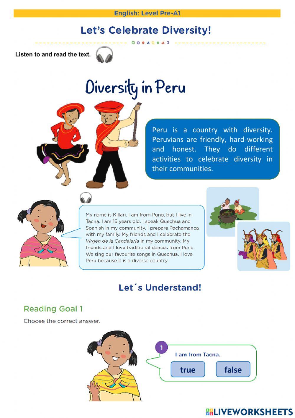 Diversity in Peru - Understand online exercise for | Live Worksheets