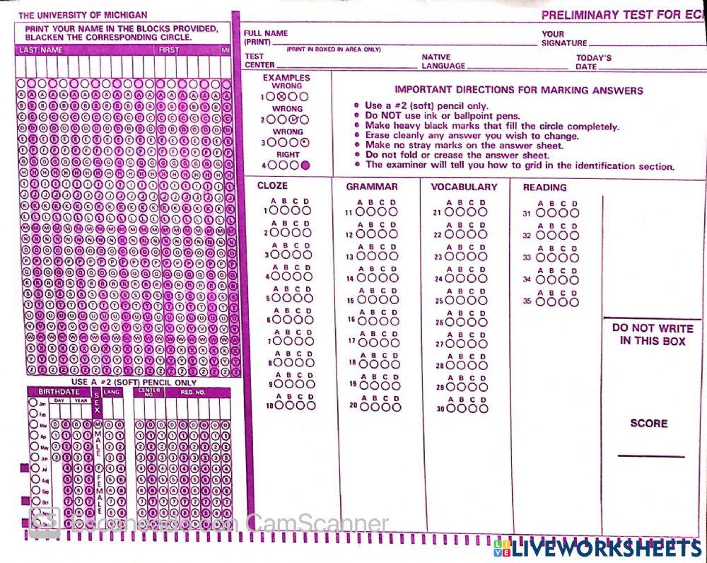 Answer Sheet GVR worksheet | Live Worksheets