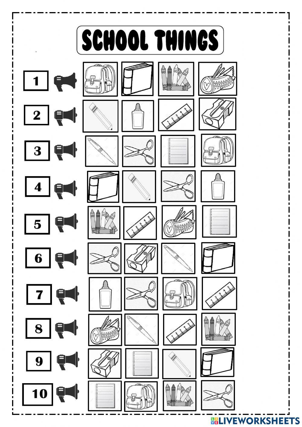 1115233 | School things | NazarenaLeiva | LiveWorksheets