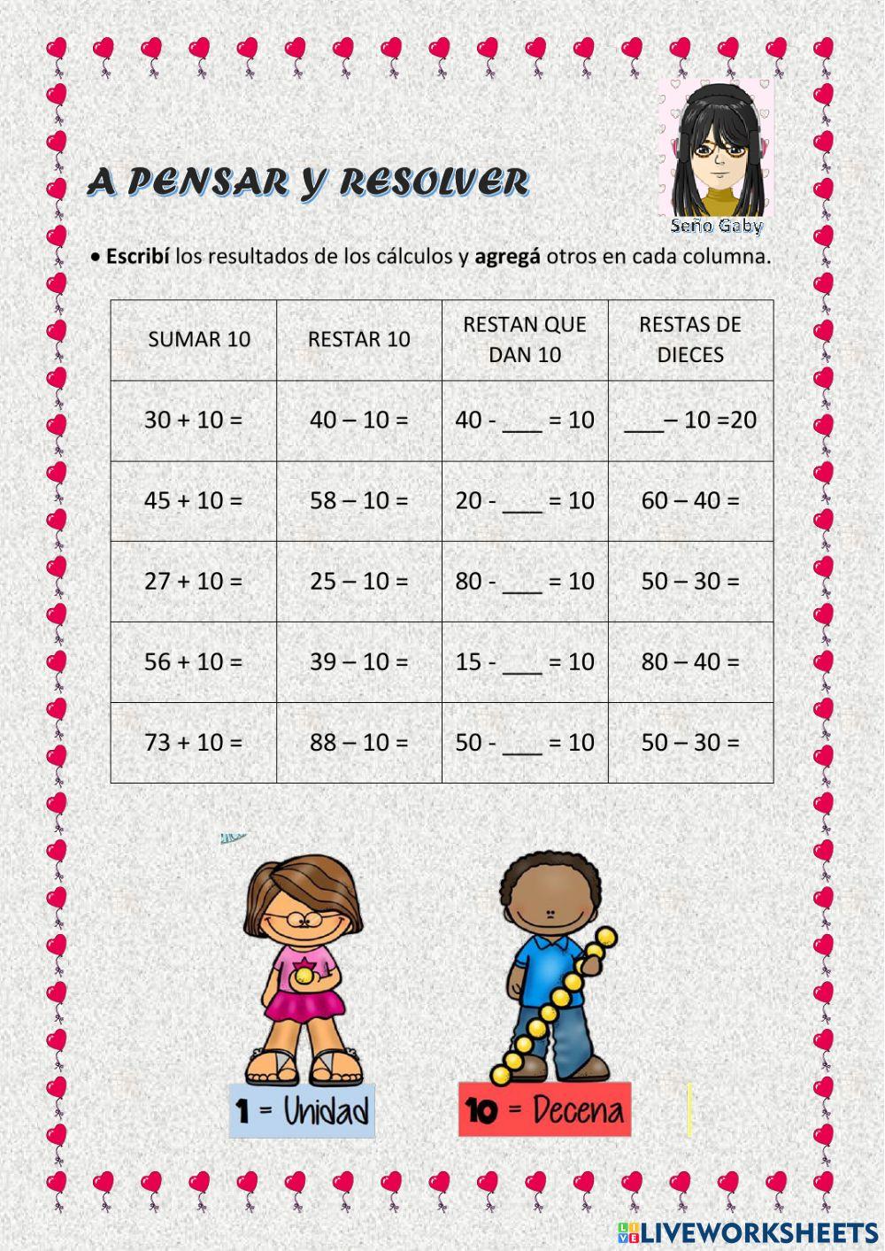 A pensar y rsolver worksheet | Live Worksheets
