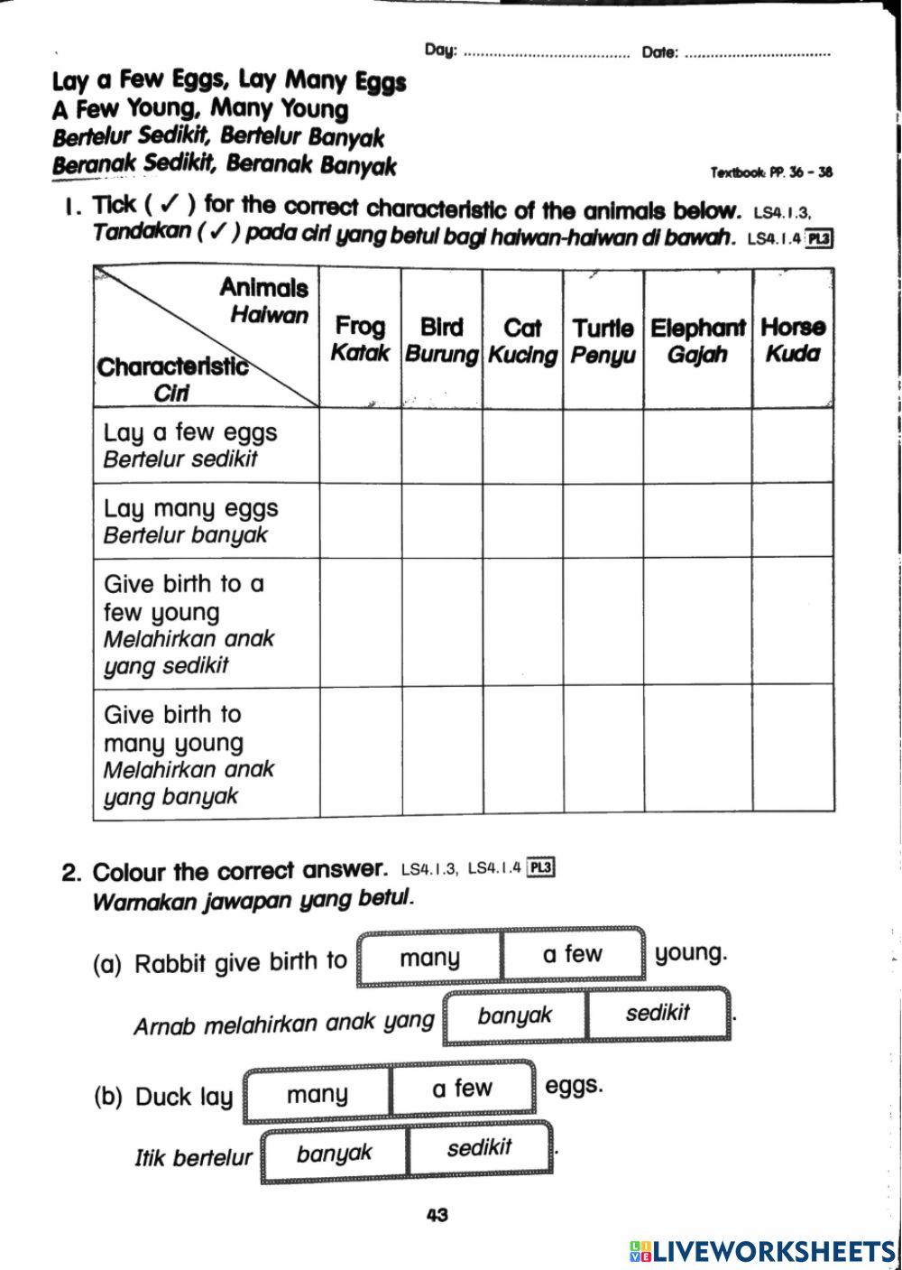 Lay a few eggs,… | Free Interactive Worksheets | 1115313