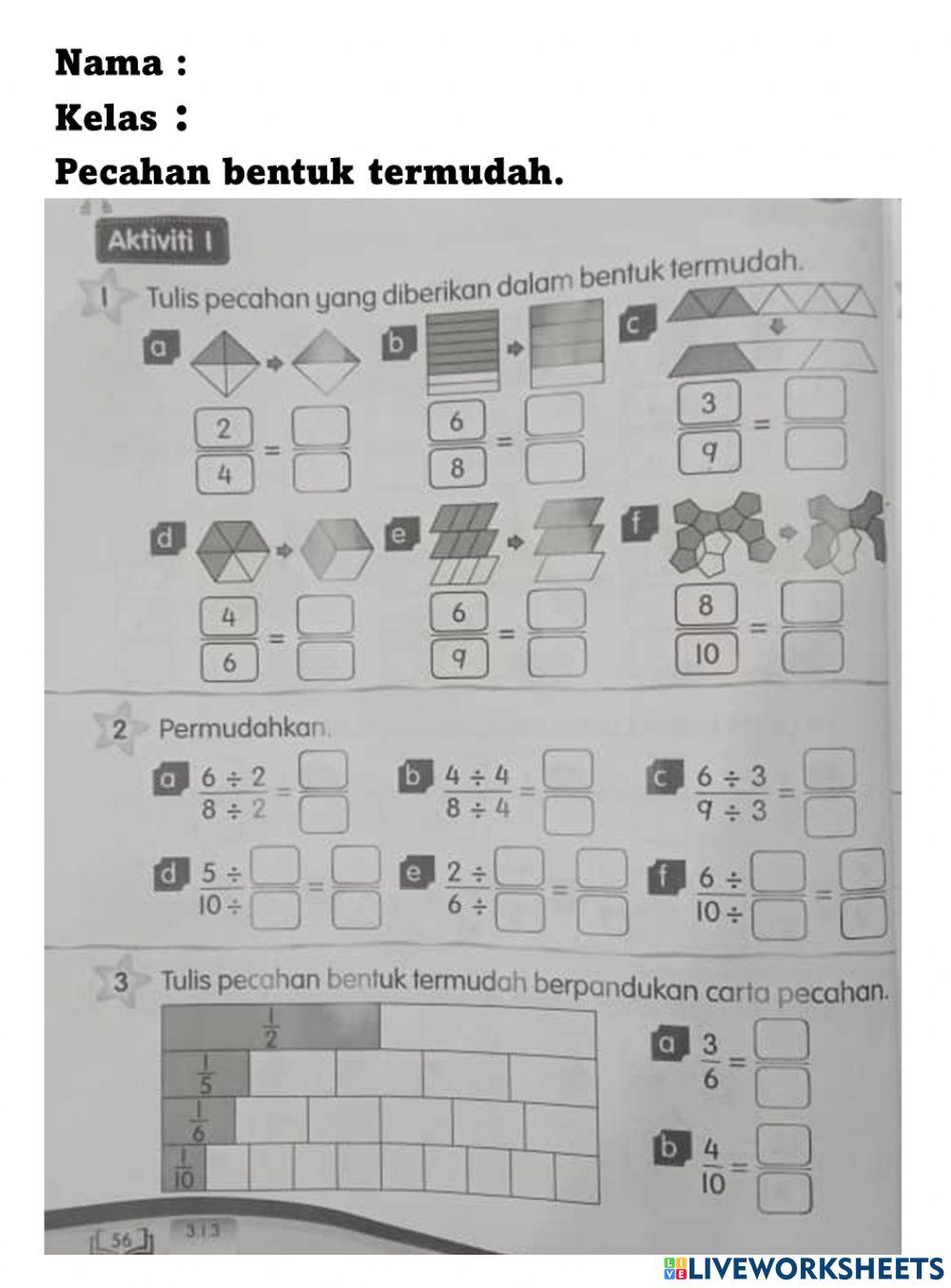 Matematik online exercise for sekolah rendah | Live Worksheets