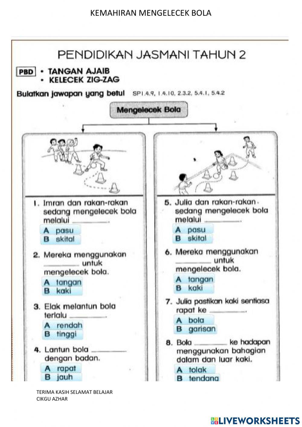 Kemahiran mengelecek bola worksheet | Live Worksheets