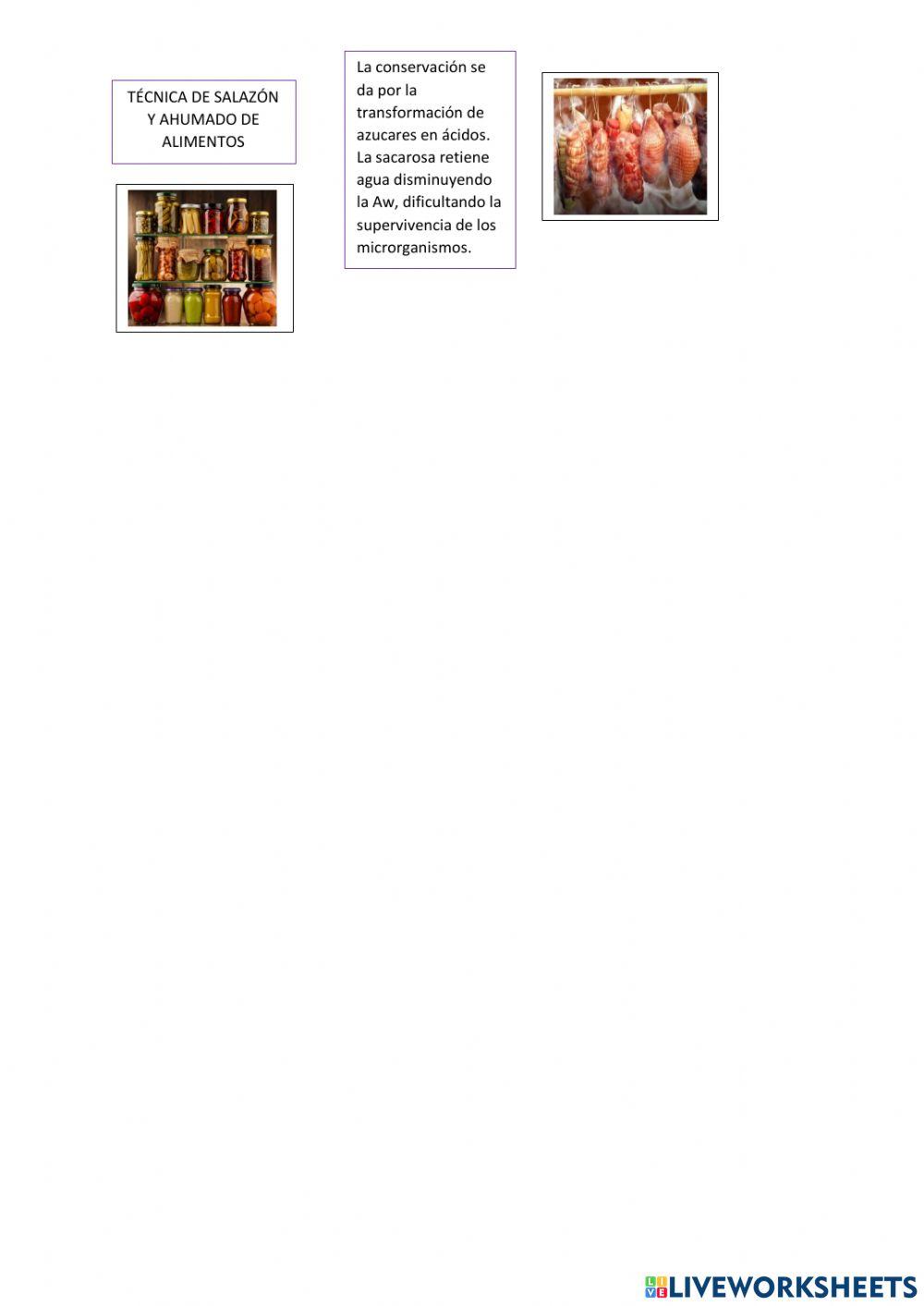 Métodos de Conservación de Alimentos por uso de Aditivos online exercise for | Live Worksheets