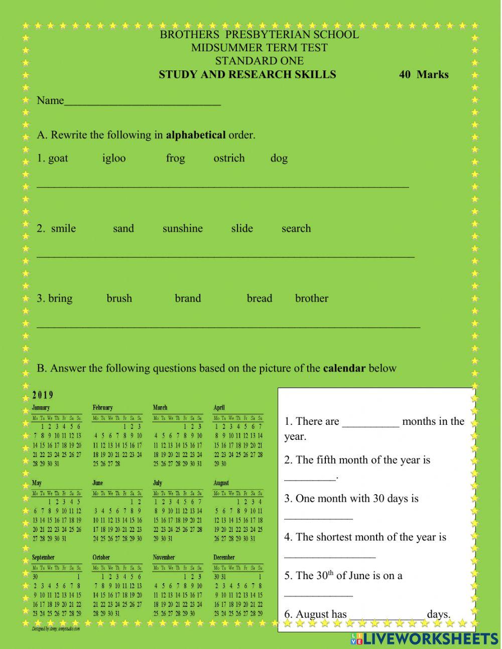 End Of Term 3 S… | Free Interactive Worksheets | 5073850